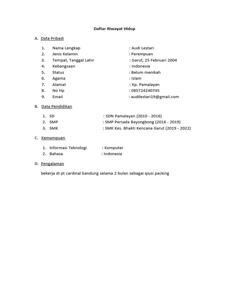 CV Audi Lestari | PDF
