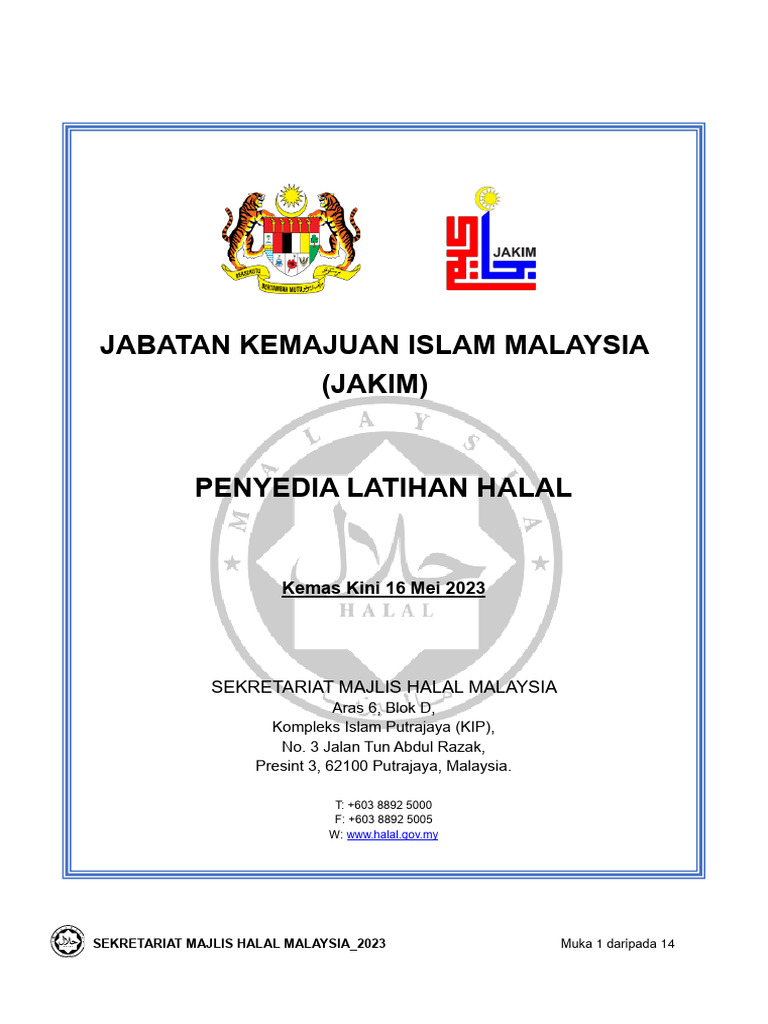 Senarai Penyedia Latihan Halal, HPB Jakim | PDF