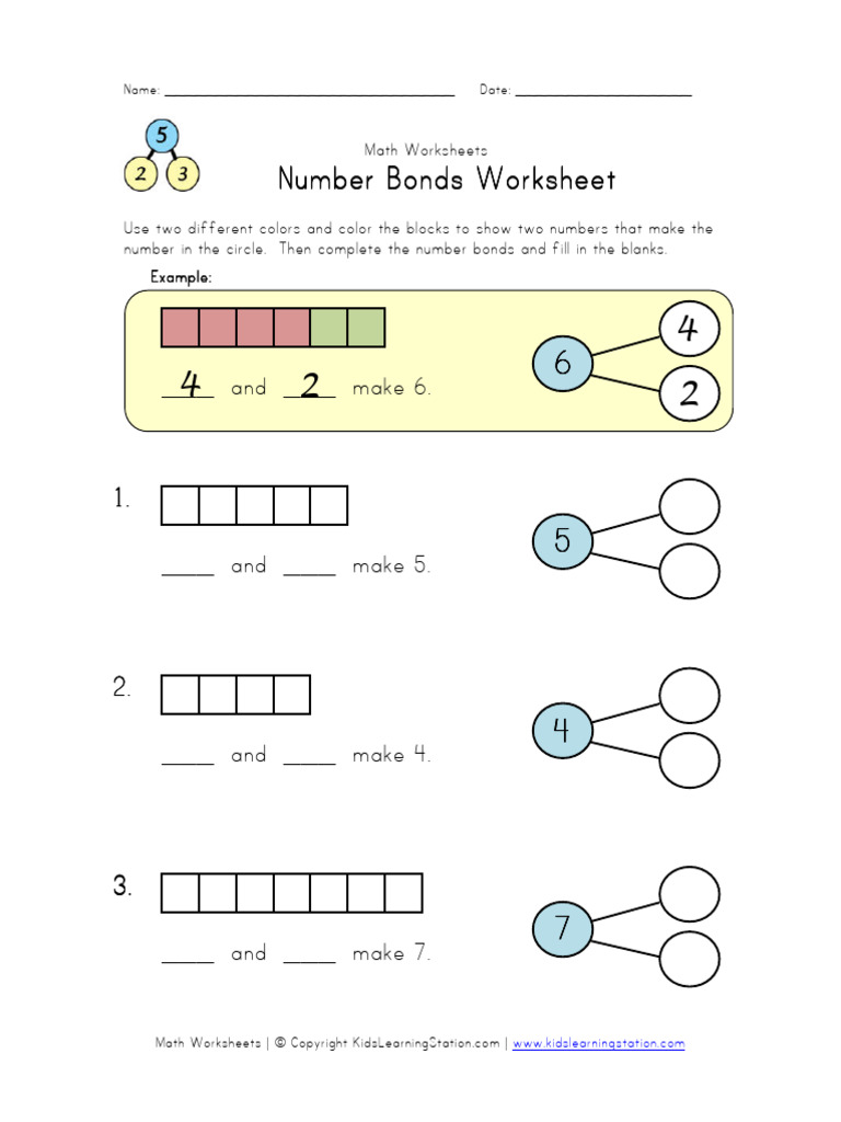 Number Bonds Worksheet | PDF | Career & Growth