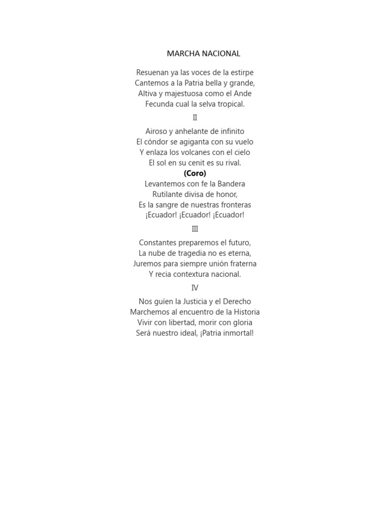 Himno de la Marcha Nacional del Ecuador | PDF