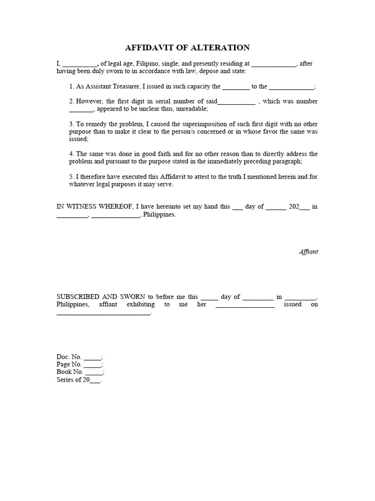 Affidavit of Alteration | PDF