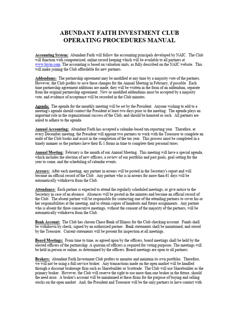 AFI-Operating Procedures | PDF