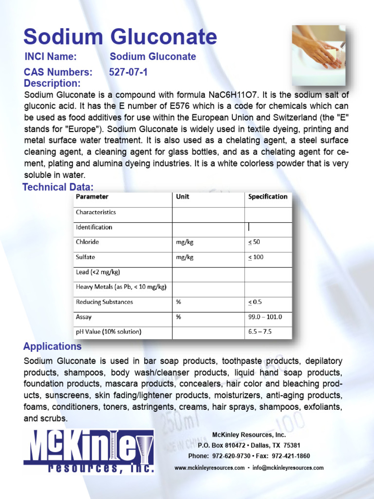 Sodium Gluconate TDS | PDF