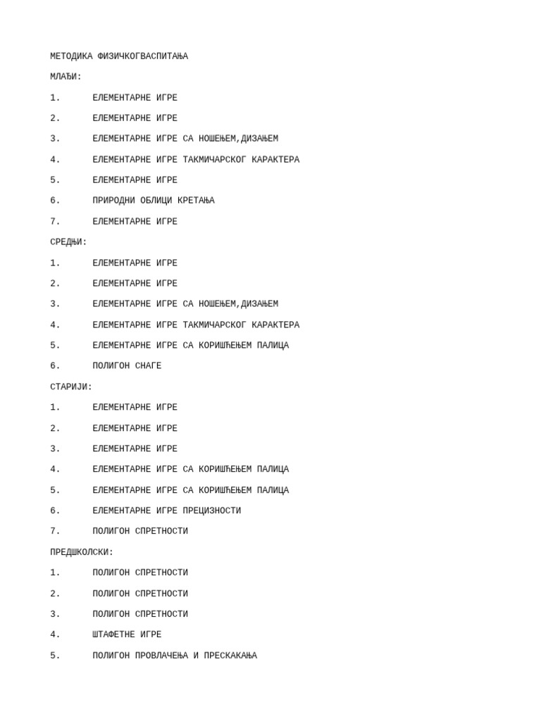 Spisak Aktivnosti | PDF