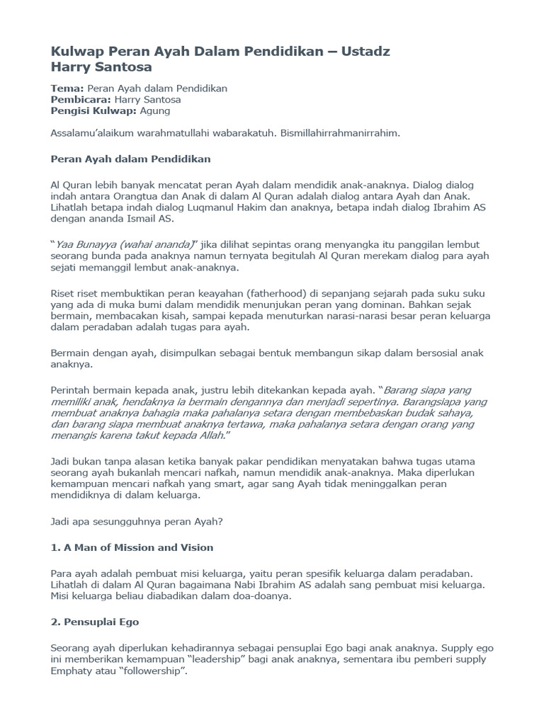 Kulwap Peran Ayah Dalam Pendidikan | PDF