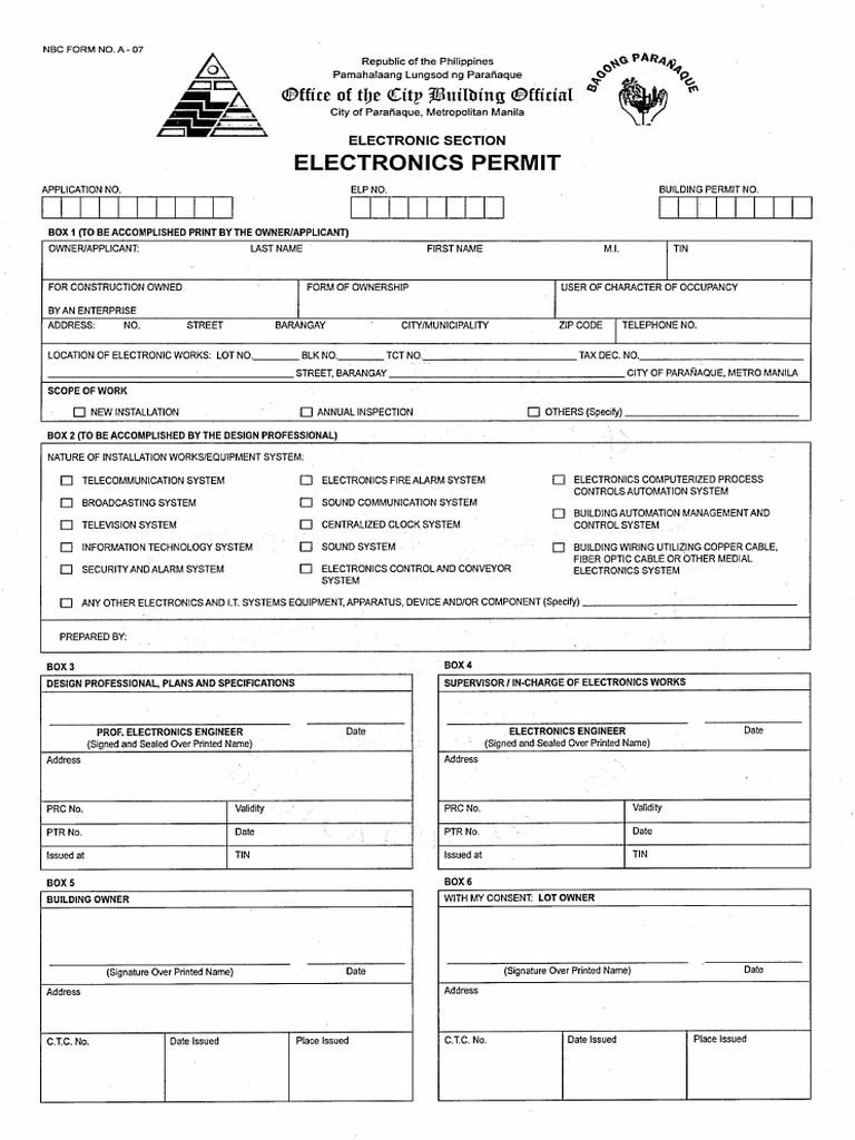 Electronics Permit Form | PDF