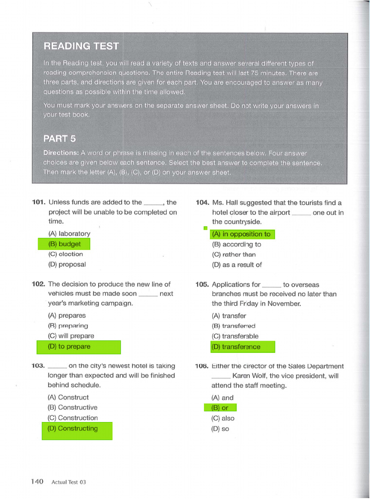 Final Reading Test | PDF