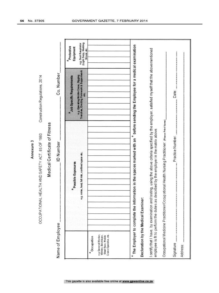 Annexure 3 Construction Regulation 37305 | PDF