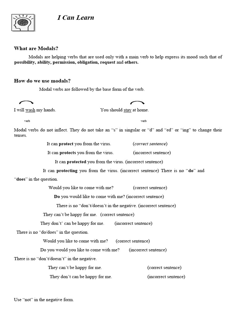 Modals | PDF | Verb | Languages