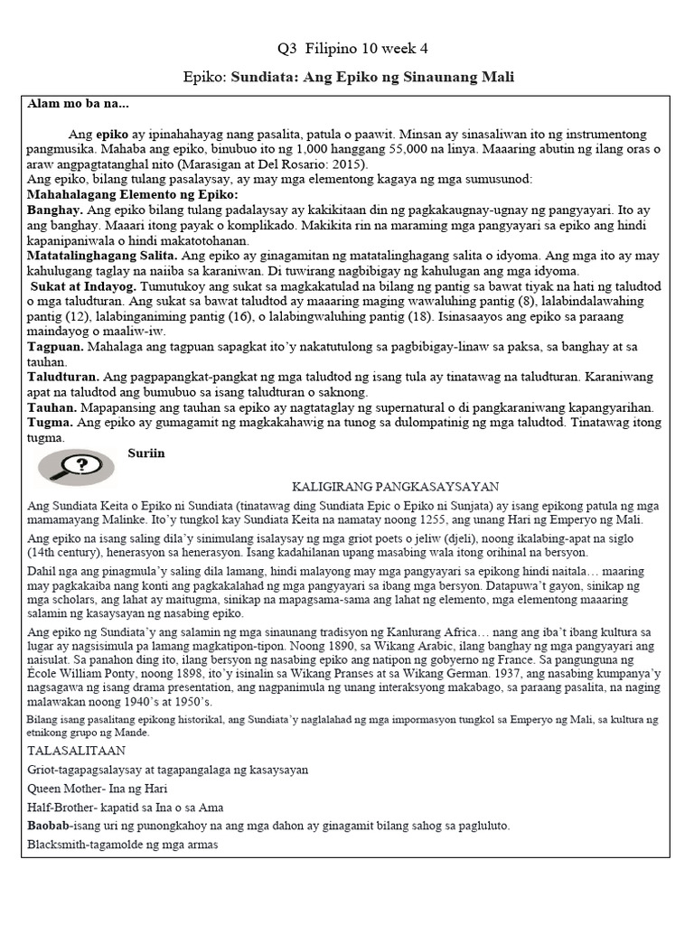 Q3 Filipino 10 Week 4 | PDF