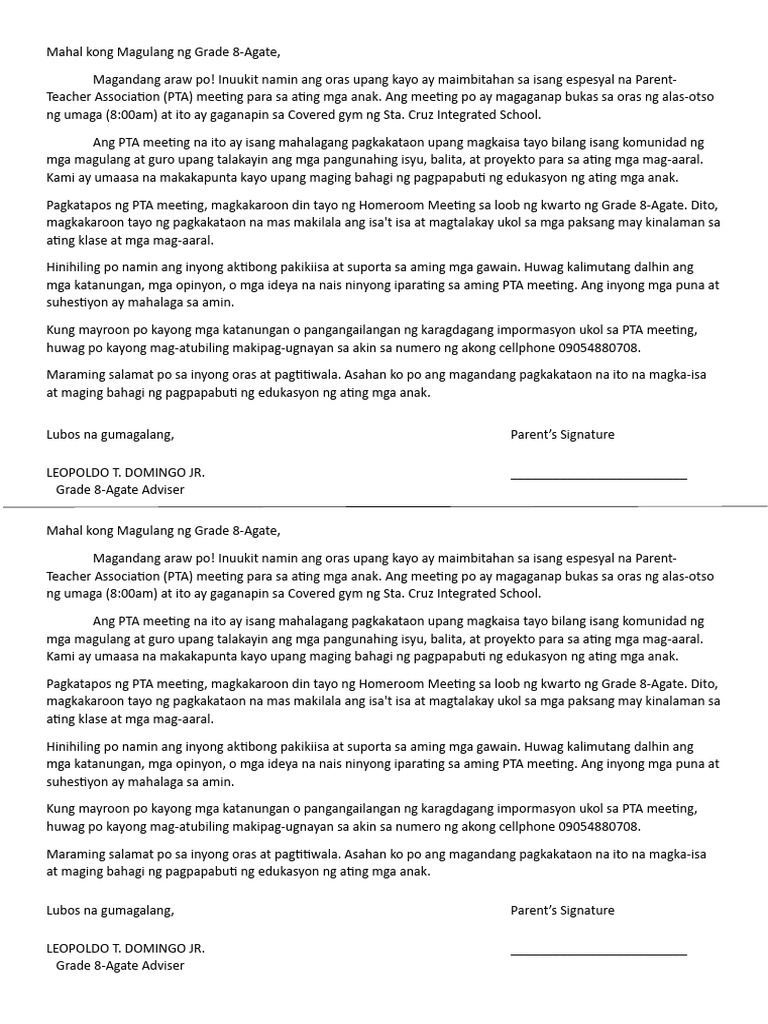 Mahal Kong Magulang NG Grade 8 | PDF