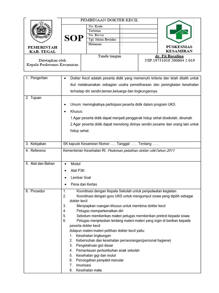 SOP Dokcil Fix | PDF | Pengembangan Diri | Kesehatan Holistik
