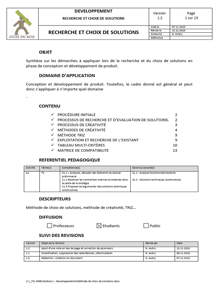 06-Méthode de Choix de Solutions | PDF