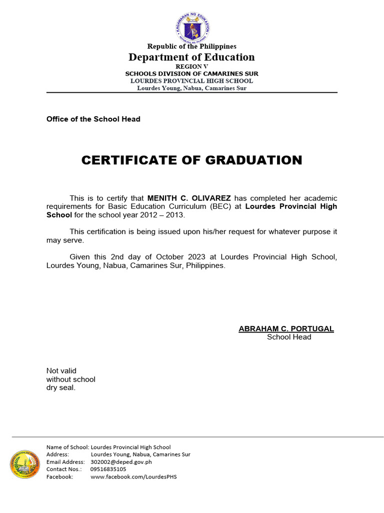 Certificate of Graduation | PDF | World Wide Web | Internet & Web
