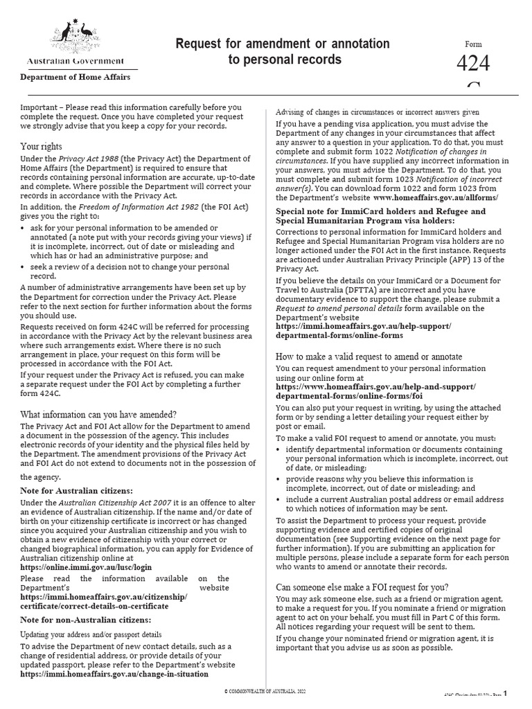 Request For Amendment or Annotation To Personal Records: Your Rights | PDF