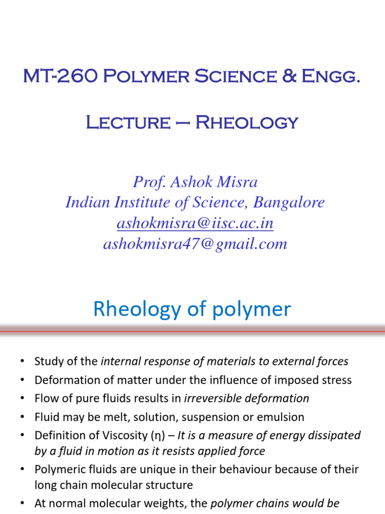 Rheology I & II | PDF | Rheology | Polymers