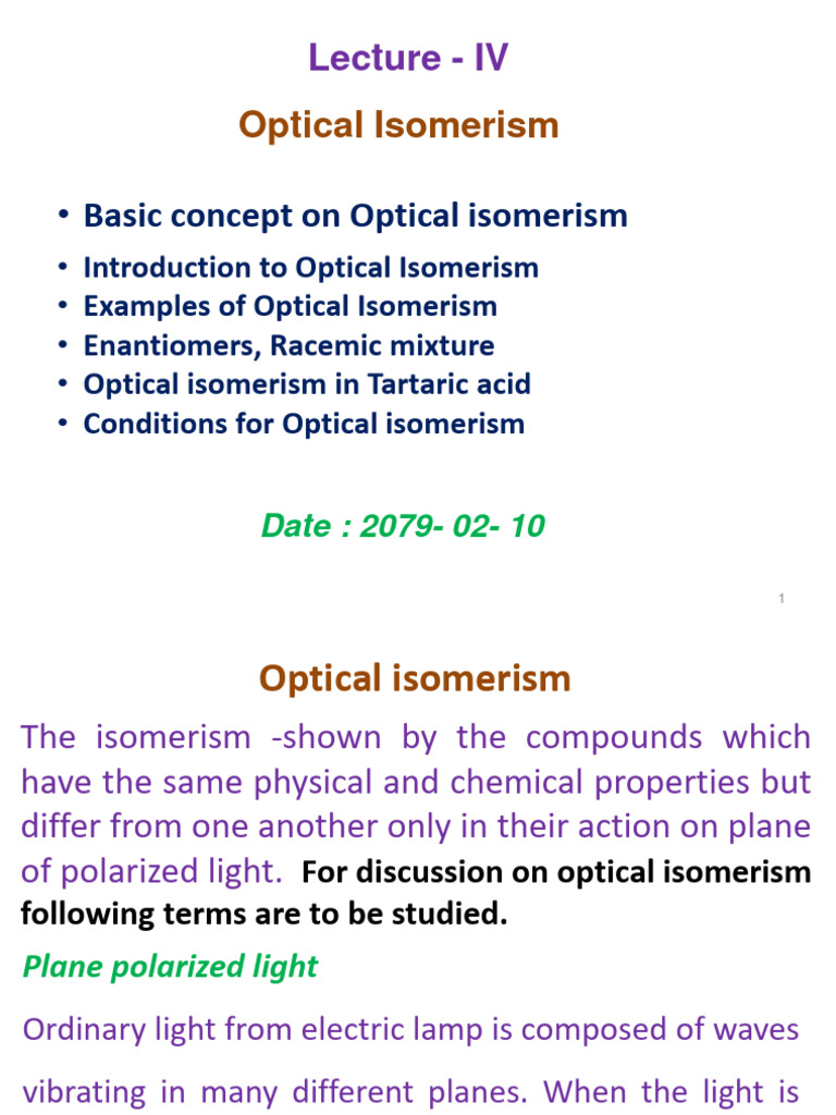 Optical Isomerism Explained | PDF | Isomer | Chirality (Chemistry)