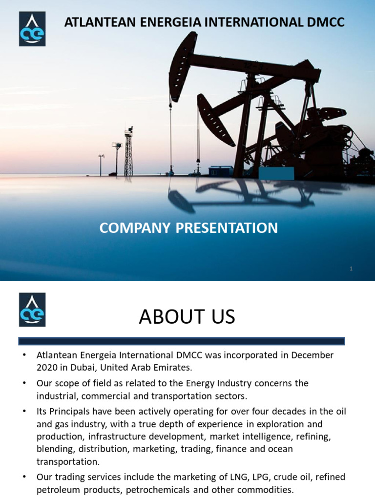 Atlantean Energeia International DMCC Company Presentation 2023 | PDF | Oil Refinery | Petroleum