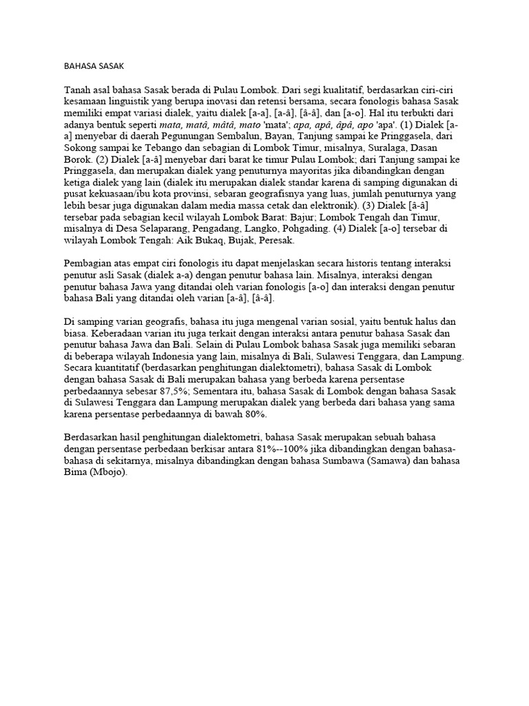 Bahasa Sasak | PDF