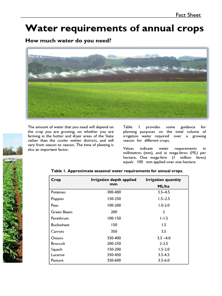 Water-Requirements of Annual Crops-Factsheet | Download Free PDF ...