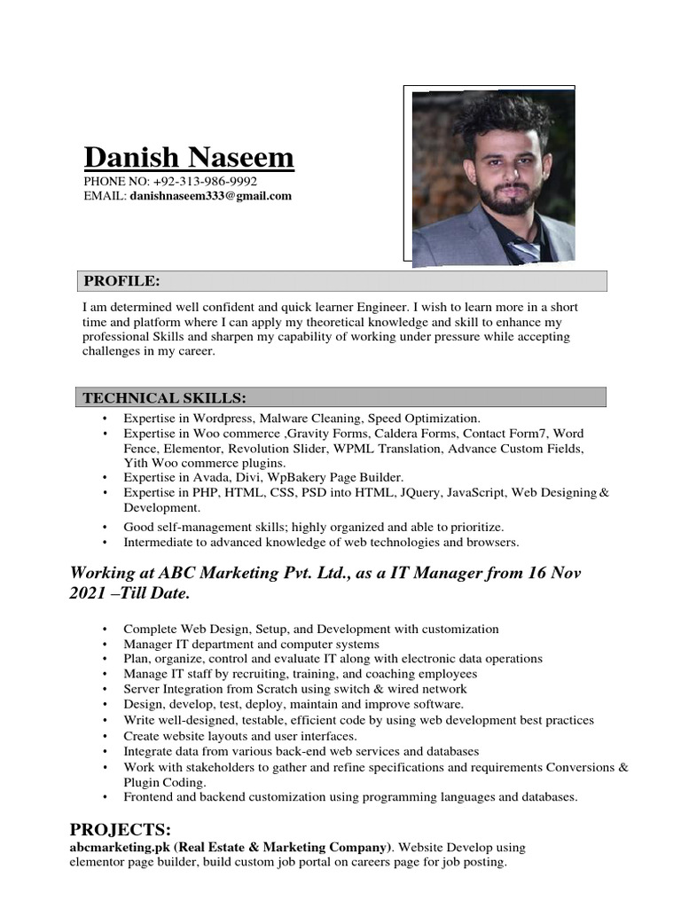 Danish Naseem-CV-1 | PDF | World Wide Web | Internet & Web