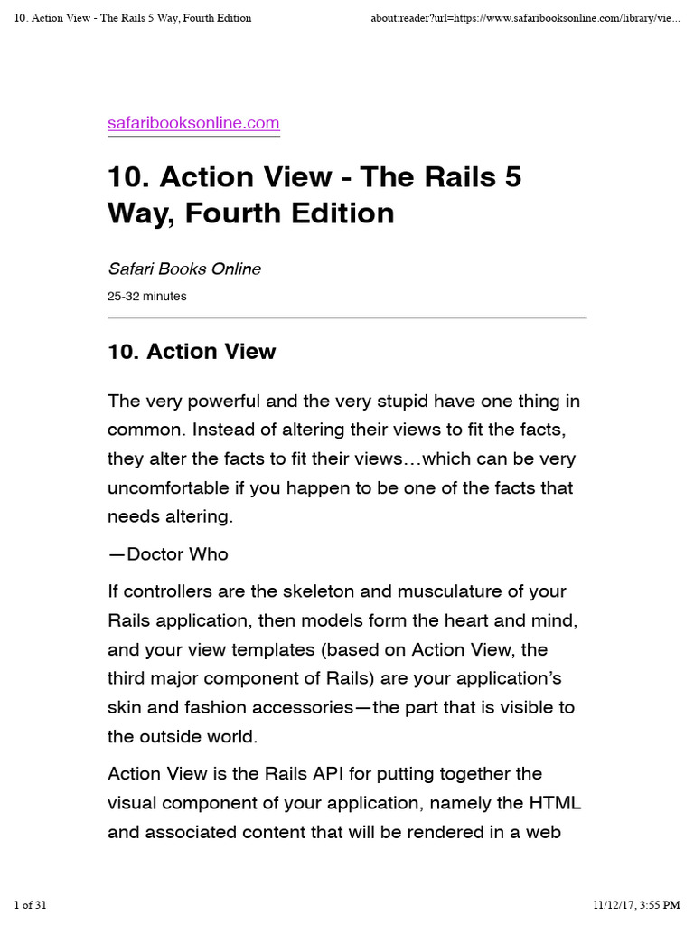 Action View - The Rails 5 Way, Fourth Edition | PDF