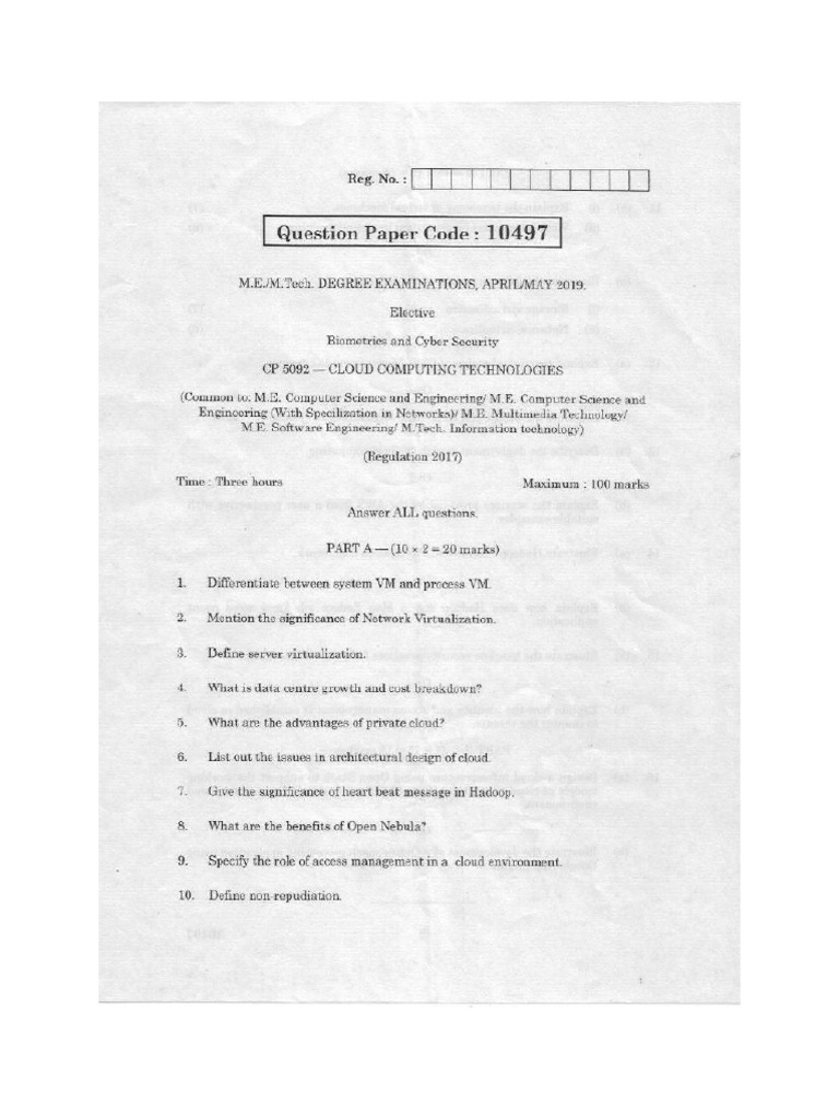 Cloud Computing QP | PDF Cloud Computing QP | PDF