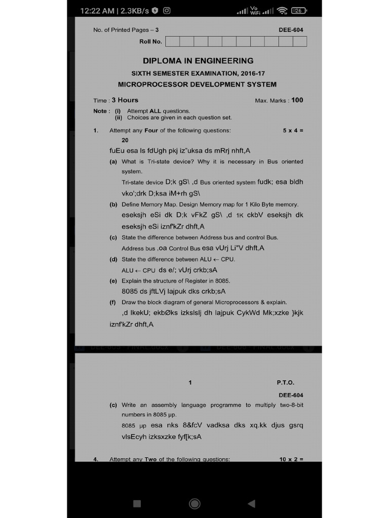 Microprocessor Question Papers | PDF