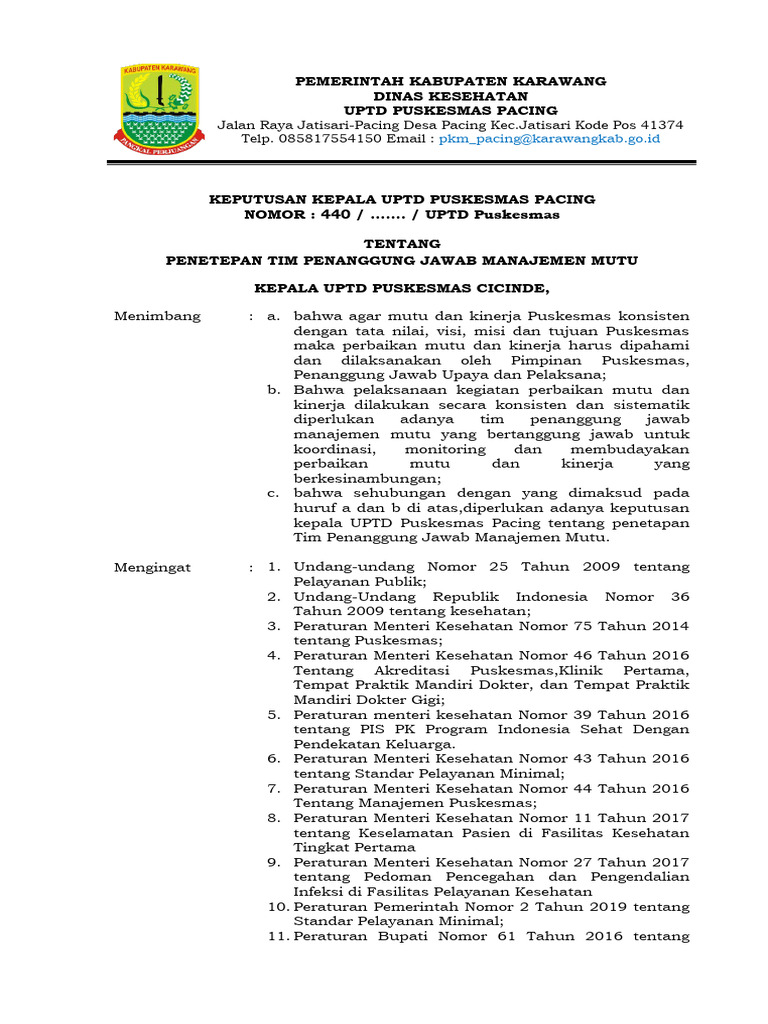 5.1.1 SK Tim Mutu, SK Program Peningkatan Mutu | PDF