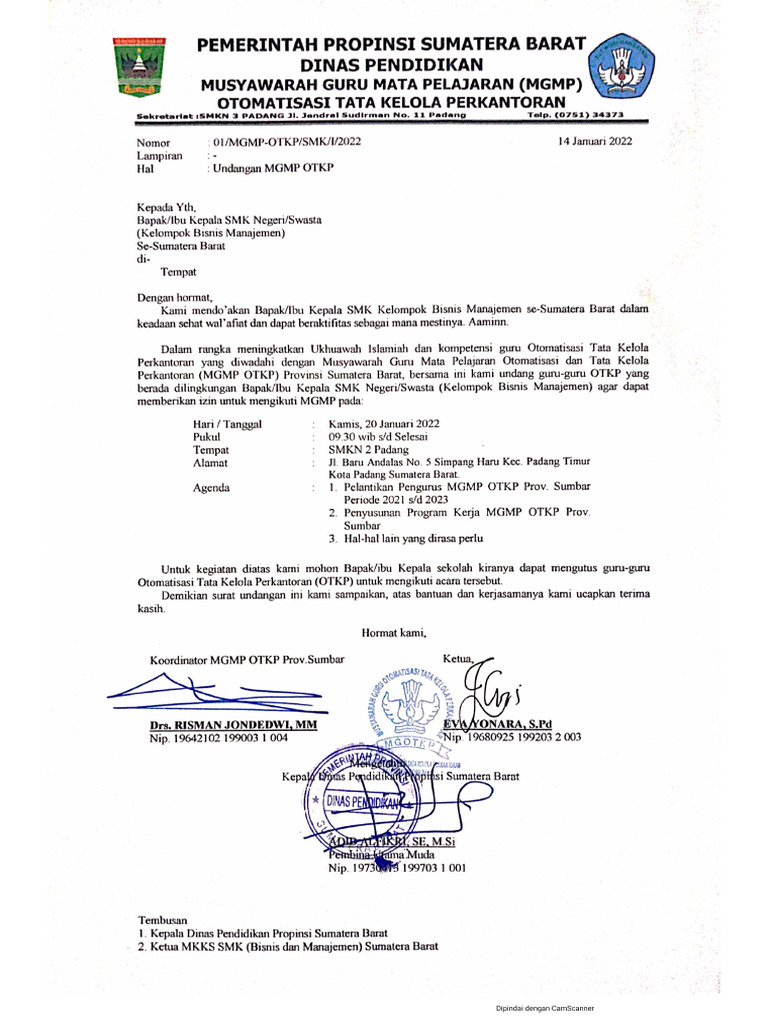 Undangan MGMP OTKP | PDF