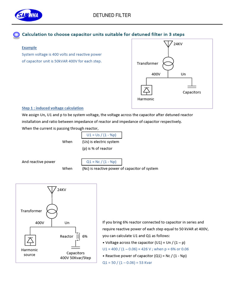 Calculation To Choose Capacitor For Detuned Filter | PDF