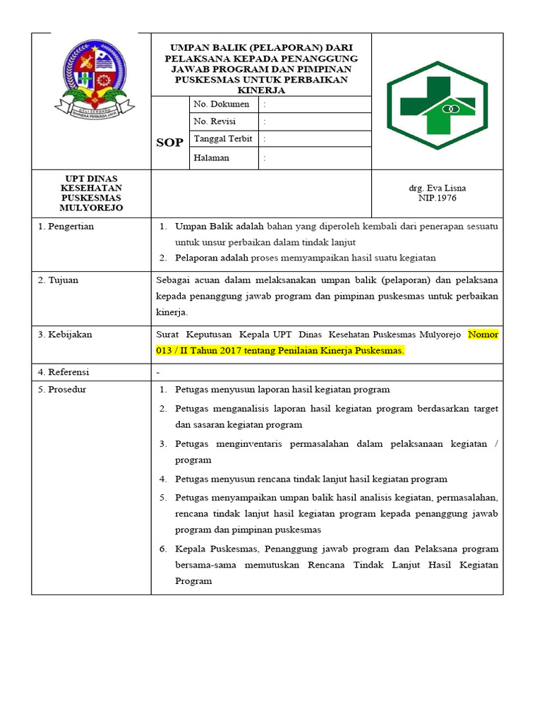 Sop Umpan Balik | PDF