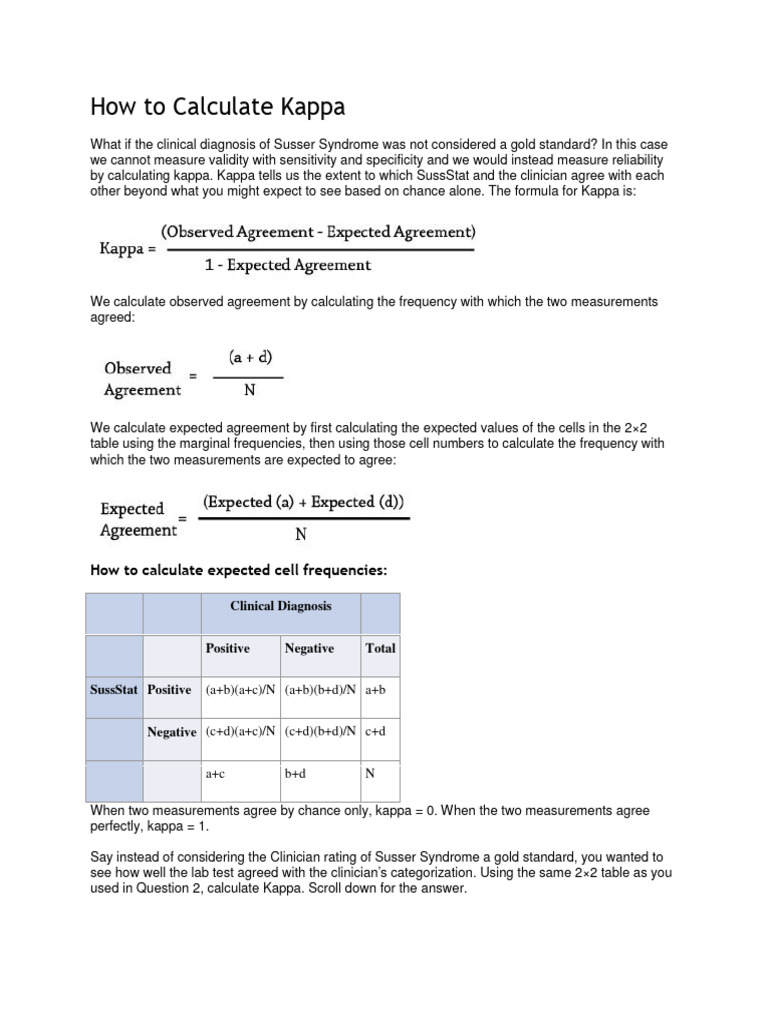 How To Calculate Kappa | PDF
