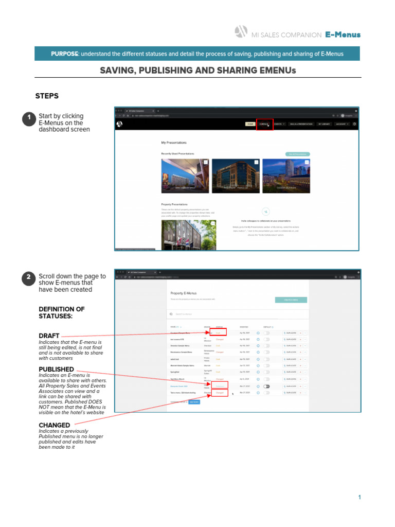 Menus Saving, Publishing and Sharing Emenus | PDF | Button (Computing) | Menu (Computing)