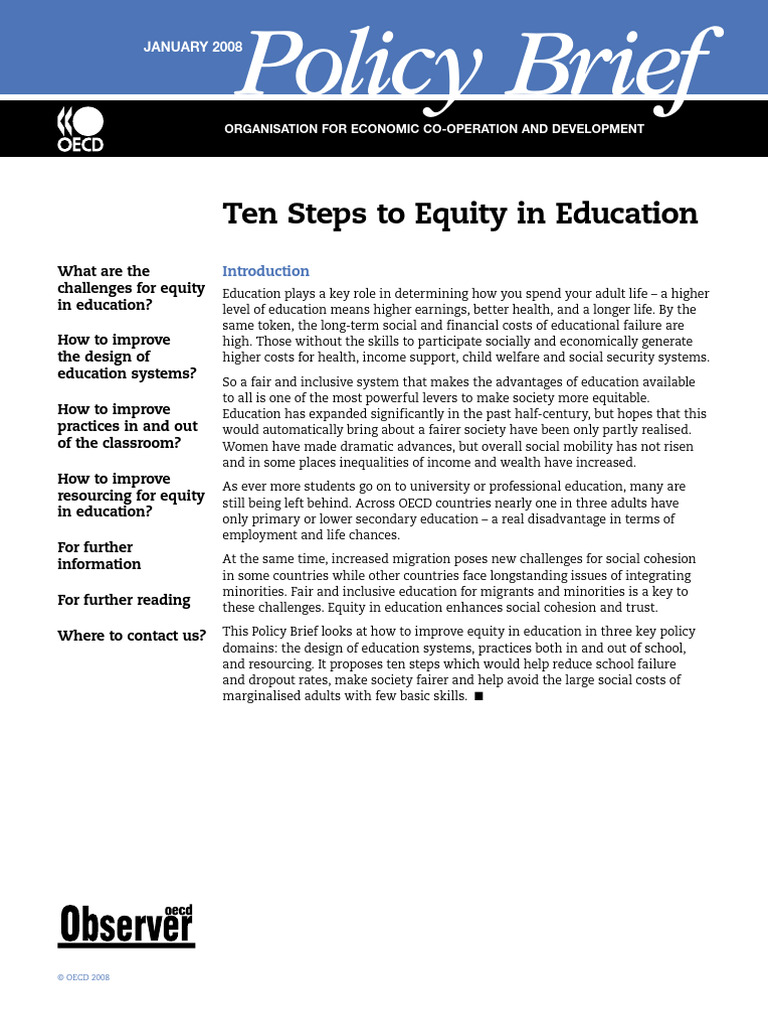 Steps to Achieve Equity in Education | PDF | Immigration | Vocational ...
