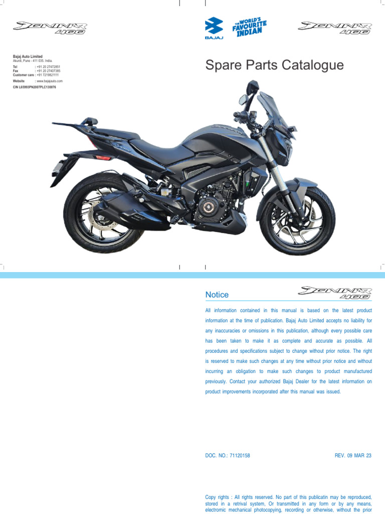 Dominar 400 Spare Parts Catalogue | PDF