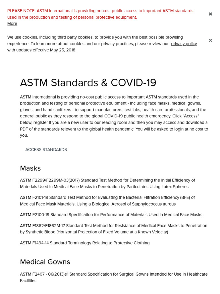 ASTM Standards & COVID-19 | PDF | Hand Washing | Textiles