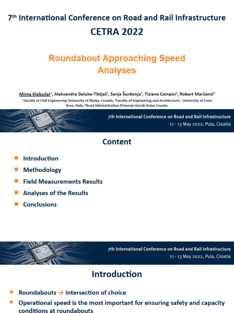 Roundabout Approaching Speed Analyses (ID 1444) | PDF | Coefficient Of ...