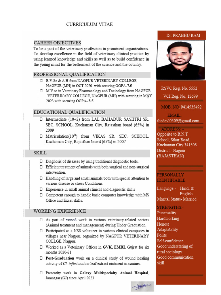 Resume (Dr. PRABHU) | PDF