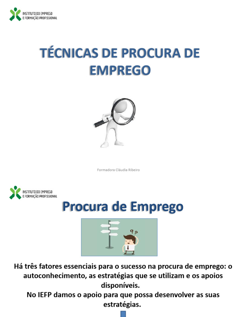 Técnicas de Procura de Emprego Manual Formandos | PDF | Aprendizado ...