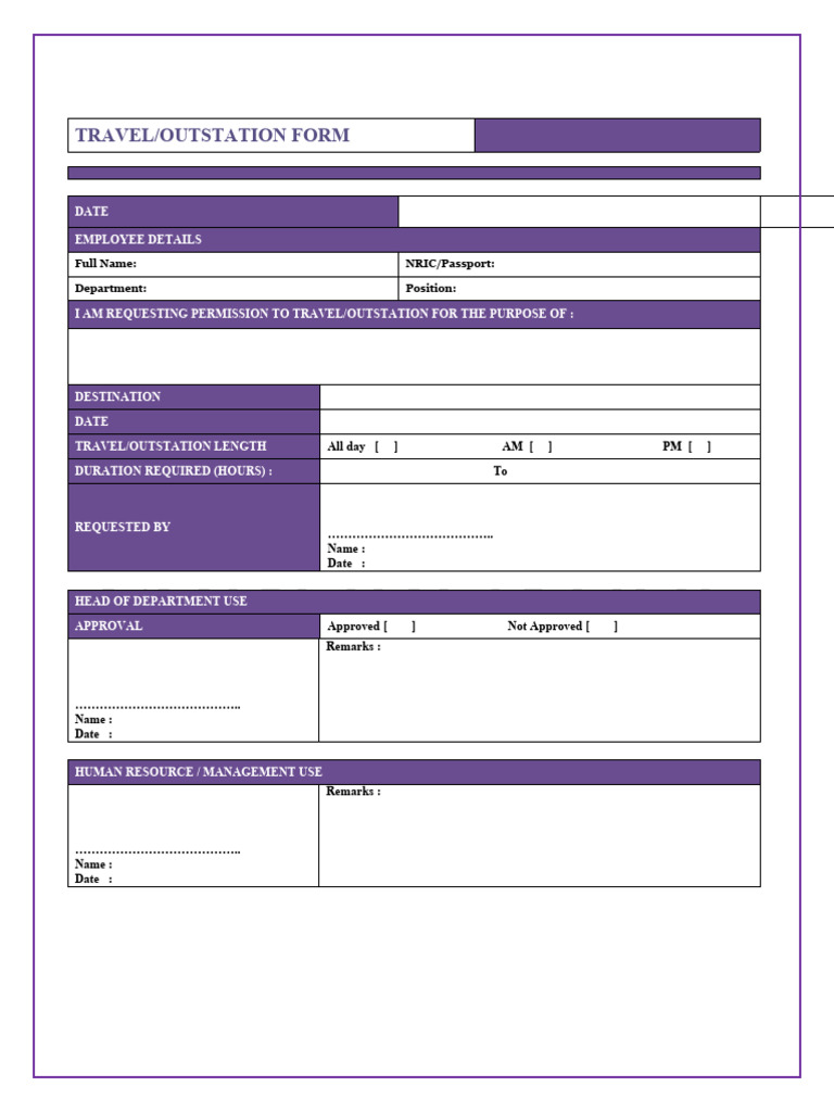 Outstation Travel Permission Form | PDF