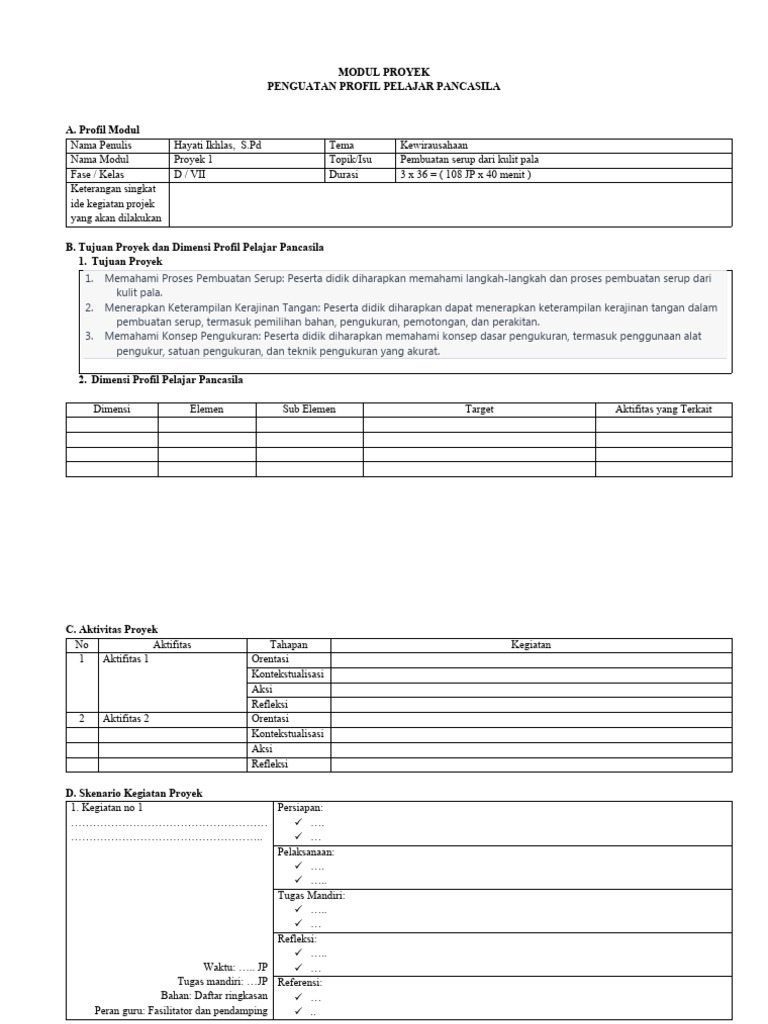 Format Modul Proyek | PDF