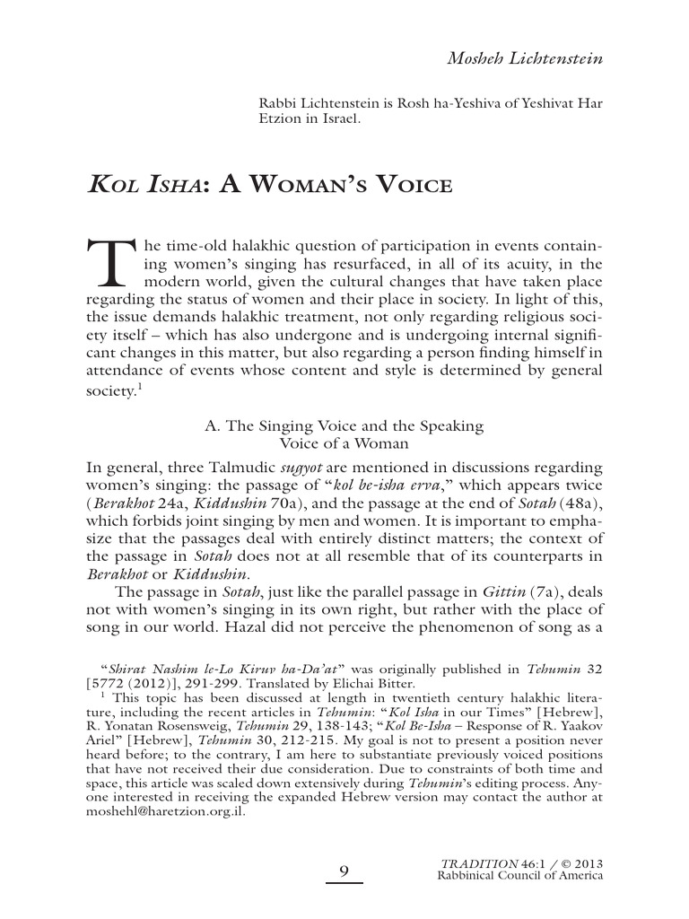 Kol Isha | PDF | Halakha | Thought