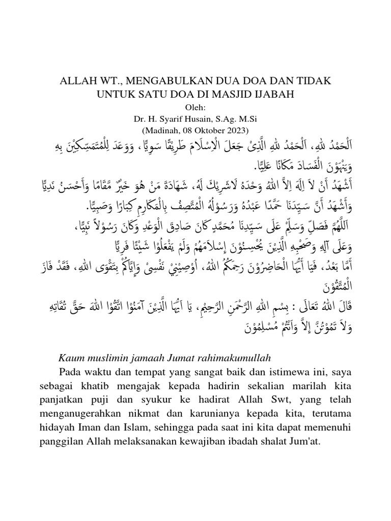 Doa Ijabah di Masjid Ijabah | PDF