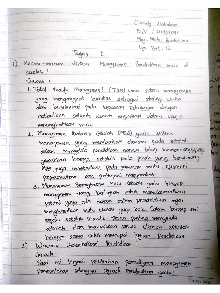 Tgs 1 MNJ Mutu | PDF