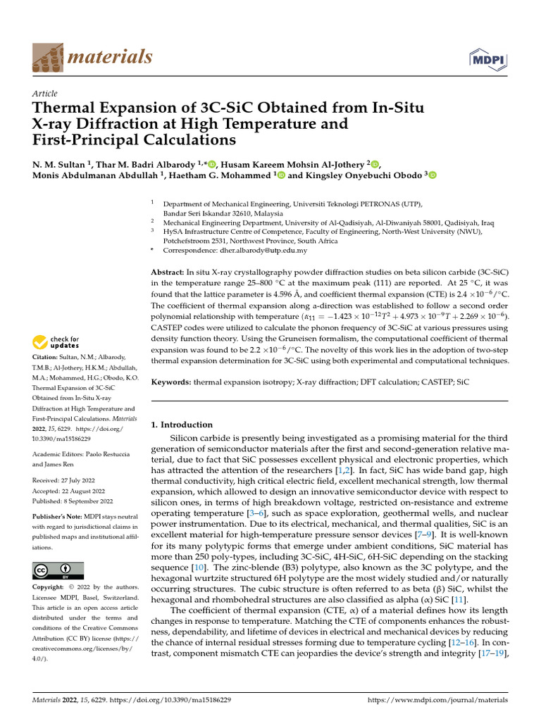 Thermal Expansion of 3C-SiC Obtained From In-Situ X-Ray Diffraction at ...