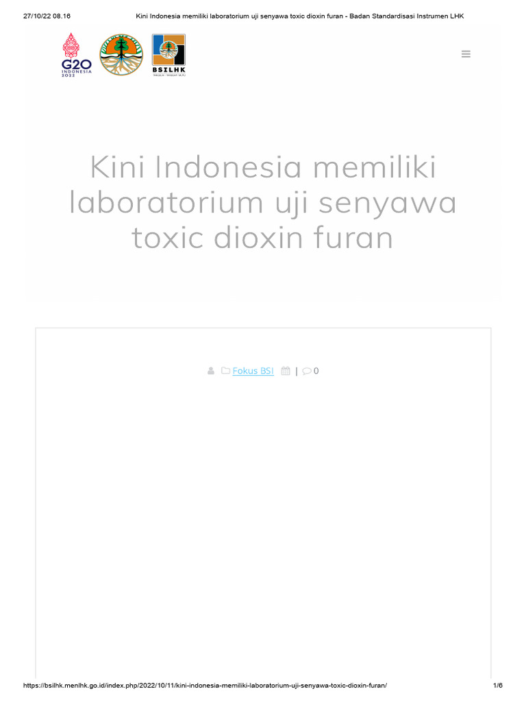 Kini Indonesia Memiliki Laboratorium Uji Senyawa Toxic Dioxin Furan - Badan Standardisasi ...