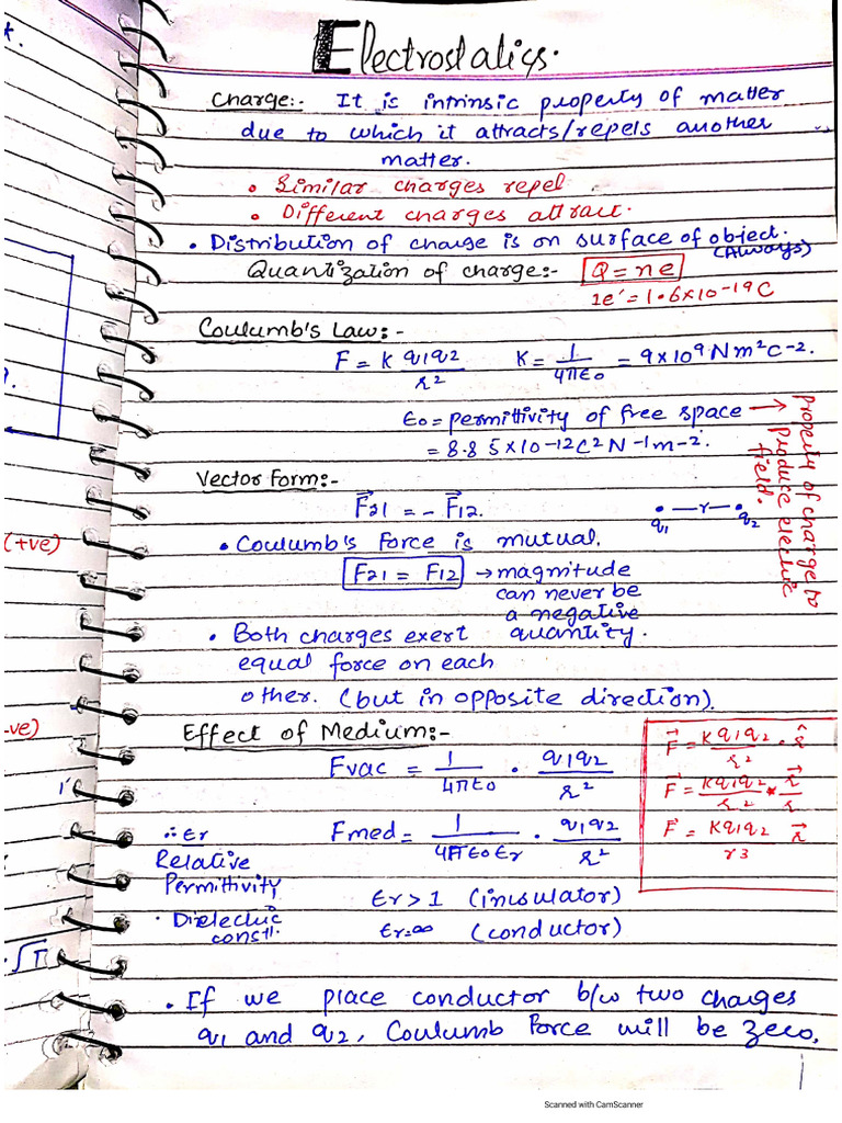 9.electrostatics Notes | PDF