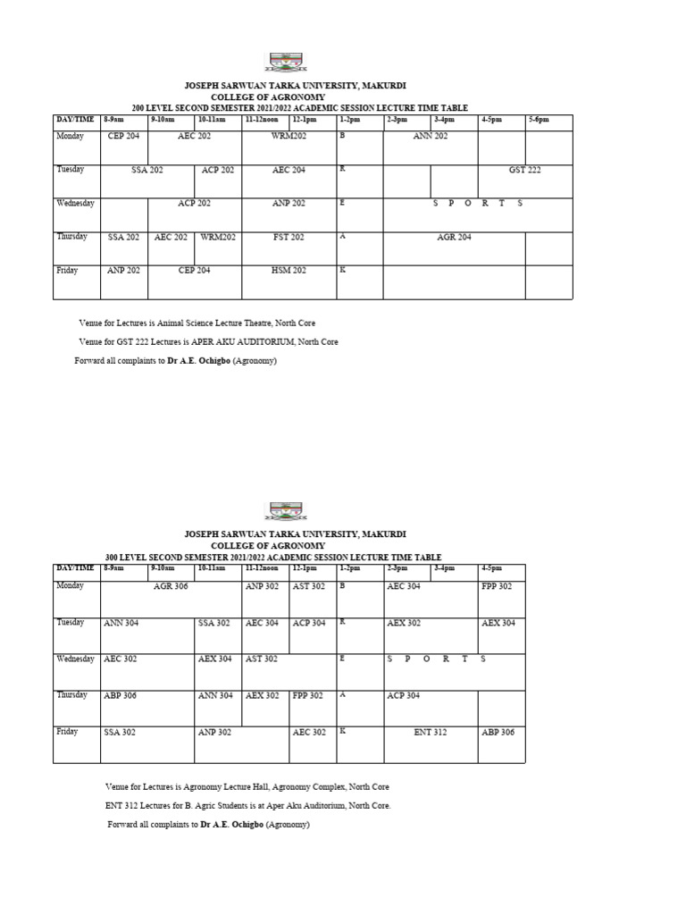 Lecture Time Table Second Semester 2021-2022 | PDF | Agricultural ... Lecture Time Table Second Semester 2021-2022 | PDF | Agricultural ...