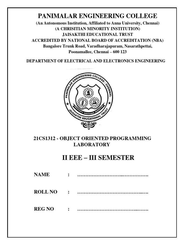Cse Oops Lab Bonafide New Pdf Technology And Engineering